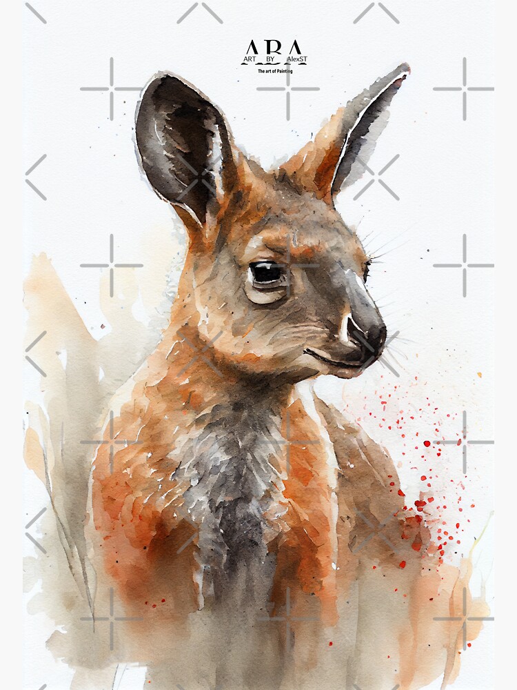"Australian terrestrial mammals Wallaby - Watercolor Paint" Sticker for ...