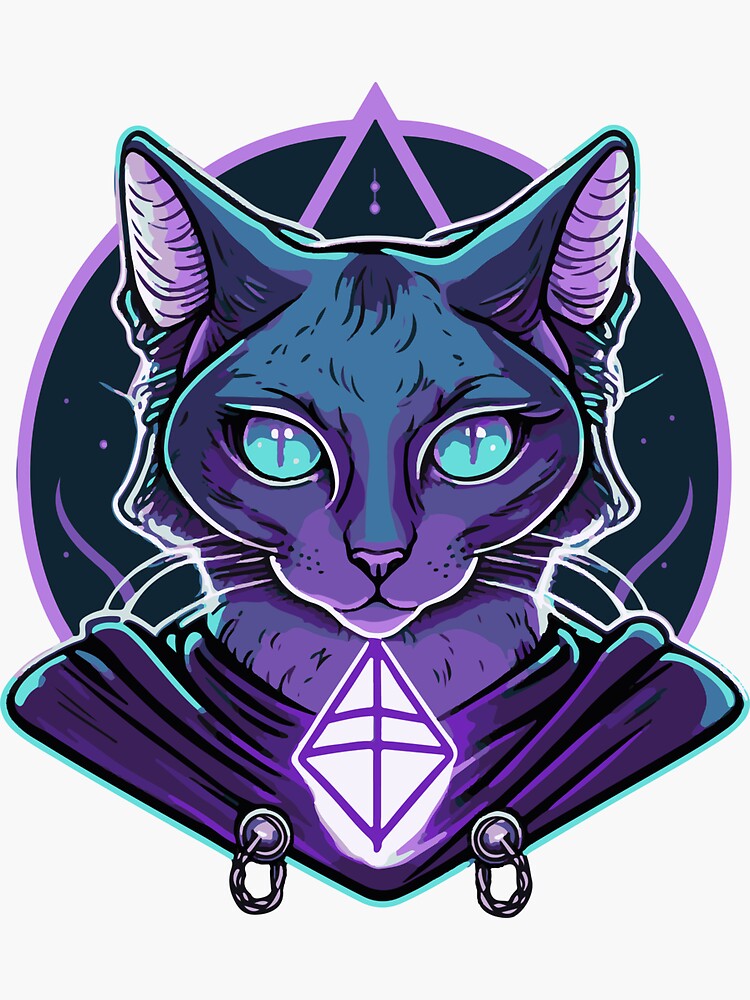 "The Warlock Cat" Sticker for Sale by fantasy-cats | Redbubble