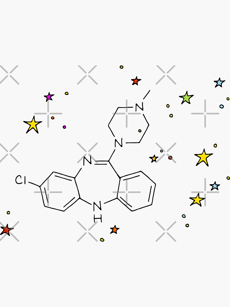 Pegatina «Clozapina (Clozaril, FazaClo, Versacloz, Clopine, CloZAPine ...