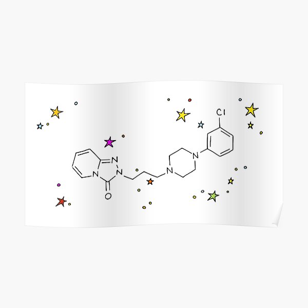 Póster «Fórmula estructural de trazodona (Desyrel, Desyrel Dividose ...