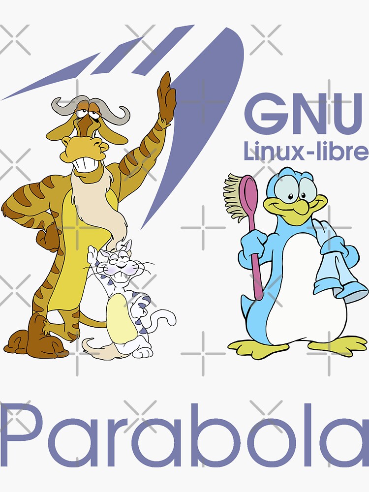 "Funny Nerdy Parabola Logo GNU/LINUX-LIBRE Operating System Computer ...