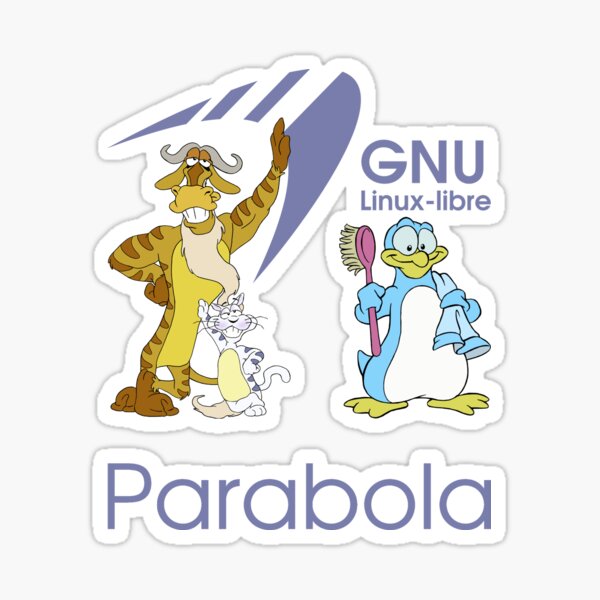 "Funny Nerdy Parabola Logo GNU/LINUX-LIBRE Operating System Computer Geek" Sticker for Sale by ...