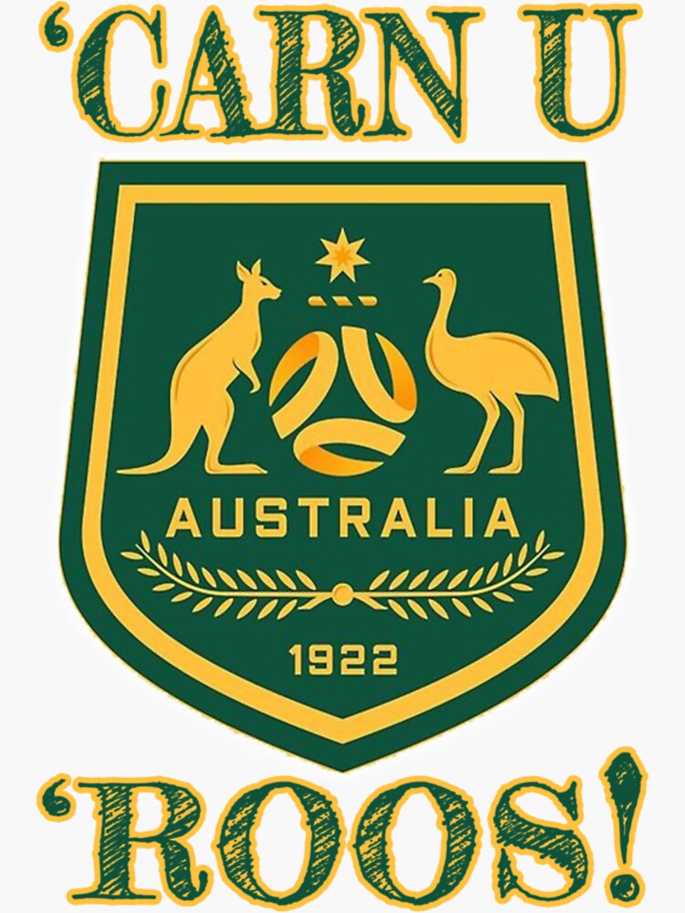 "Aussie Soccer - Socceroos - 'CARN U 'ROOS!' " Sticker for Sale by ...