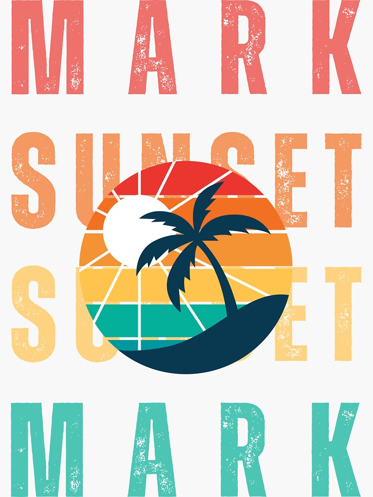 "MARK NAME: MARK SUNSET DESIGN." Sticker for Sale by AlexRelax | Redbubble