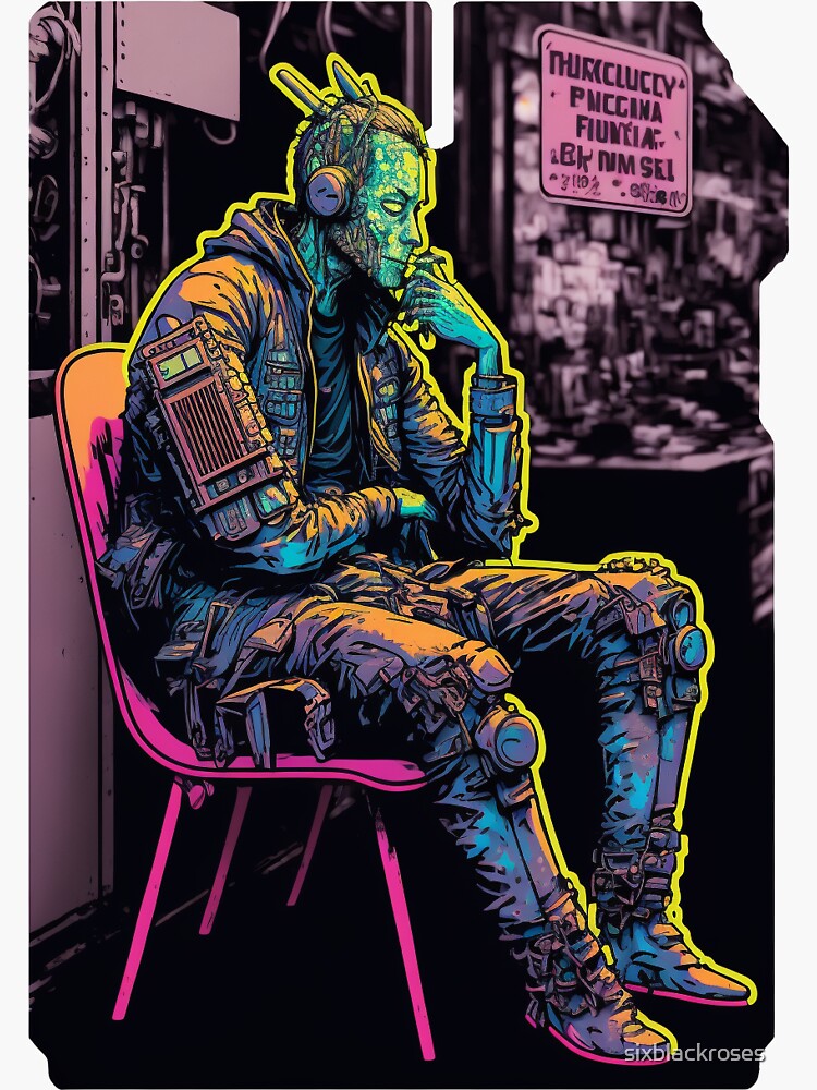 "Cyberpunk Rest" Sticker for Sale by sixblackroses | Redbubble