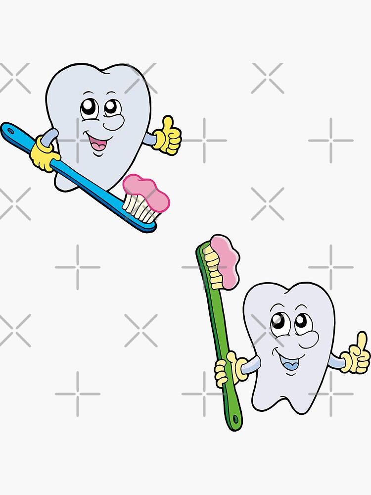 "Brushing teeth cartoon with toothbrush and paste" Sticker for Sale by ...