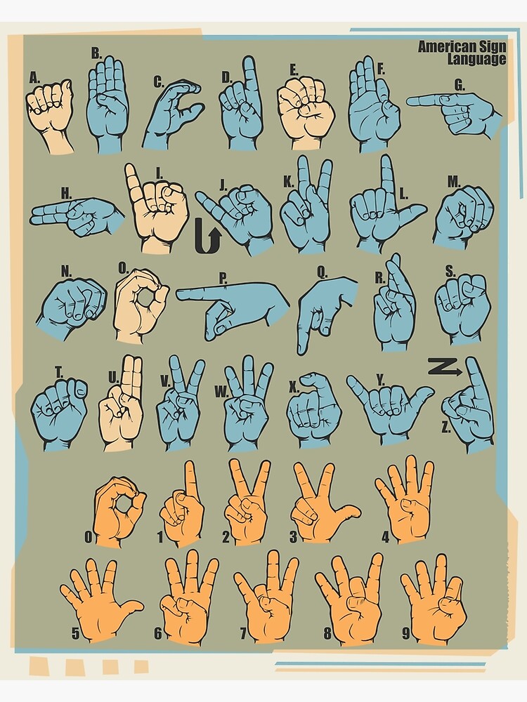 "American Sign Language" Poster for Sale by FinlayMcNevin | Redbubble
