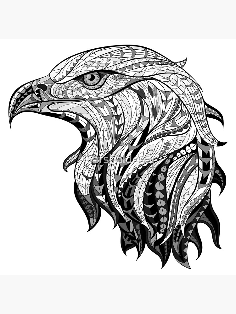 "American Bald Eagle Doodle" Art Print by harshaldesai | Redbubble