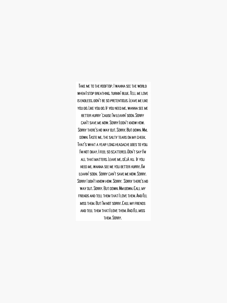 "Listen Before I Go (All Lyrics) - Billie Eilish" Sticker for Sale by ...