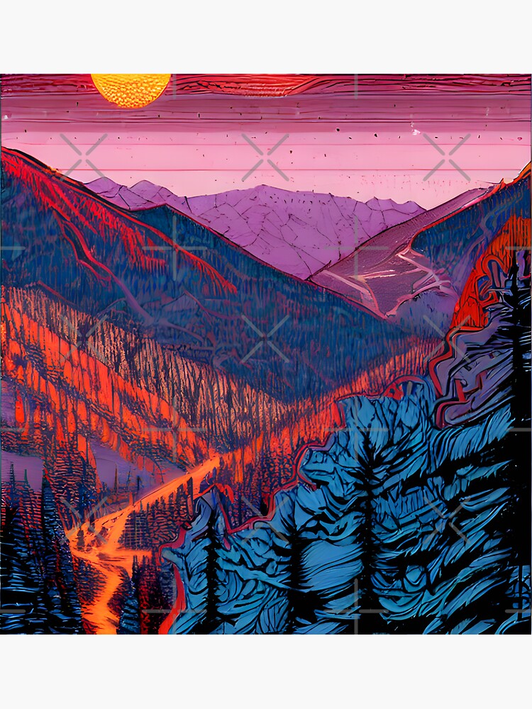"Sunset Trail Map" Sticker for Sale by ShredPow480 | Redbubble