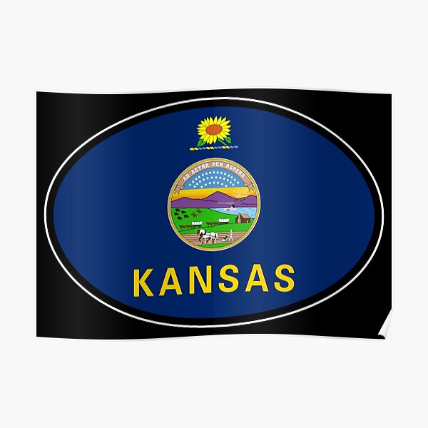 "Kansas State Flag Oval Travel Bumper Sticker for your Car or Luggage ...
