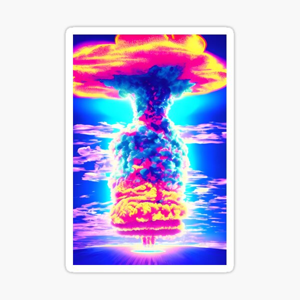 "Nuclear Explosion Mushroom Cloud Vaporwave Design Artwork" Sticker for ...