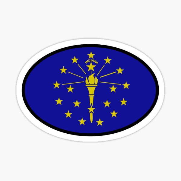 "Indiana State Flag Oval Travel Bumper Sticker for your Car or Luggage ...