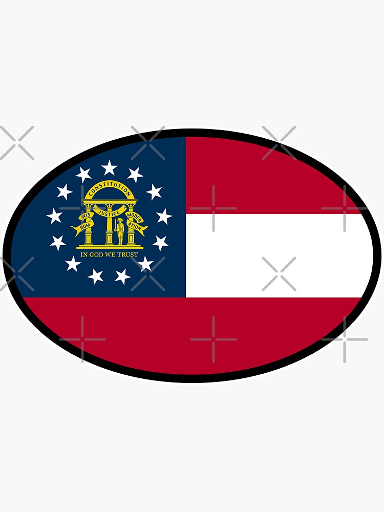 "Georgia State Flag Oval Travel Bumper Sticker for your Car or Luggage ...