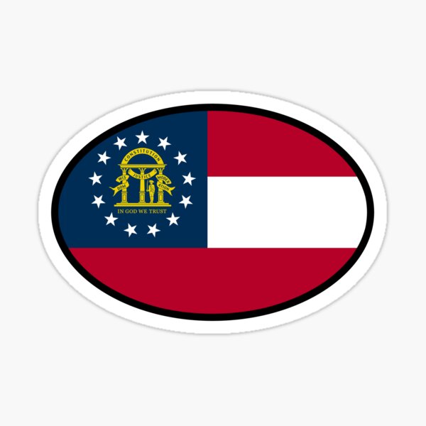 "Georgia State Flag Oval Travel Bumper Sticker for your Car or Luggage ...