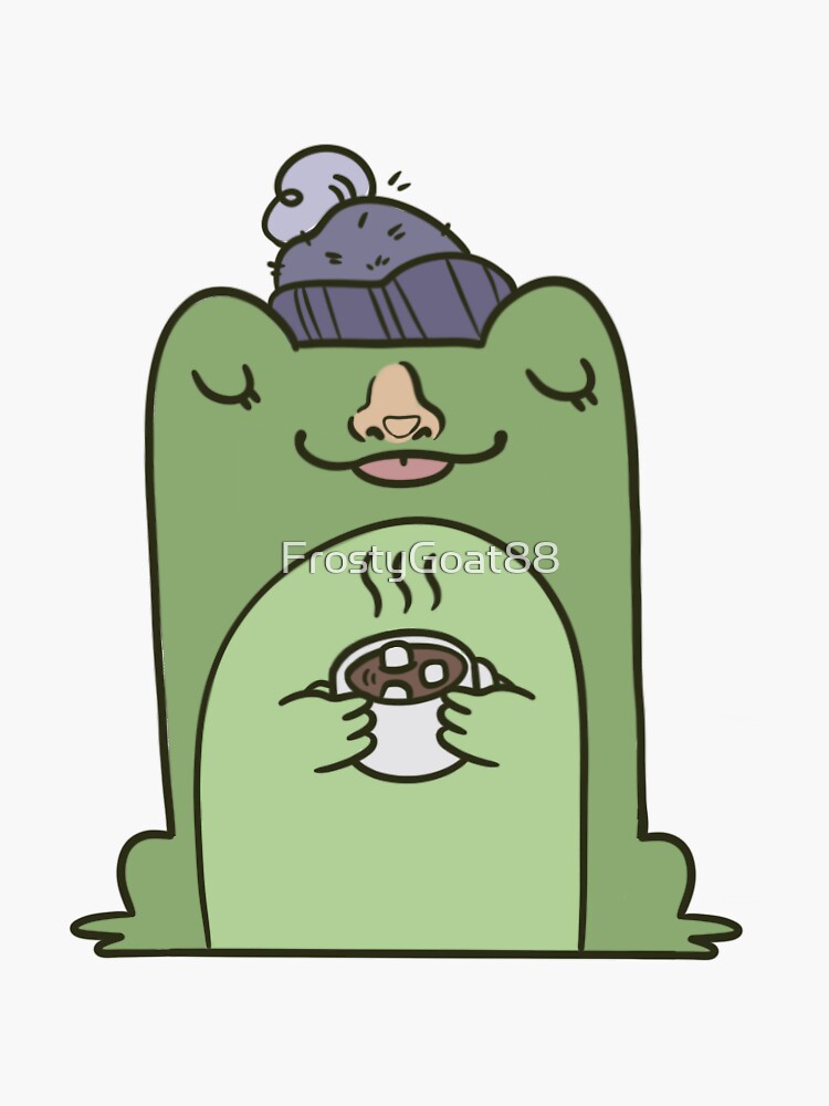 "Cozy Hot Cocoa Nose Frog" Sticker for Sale by FrostyGoat88 | Redbubble