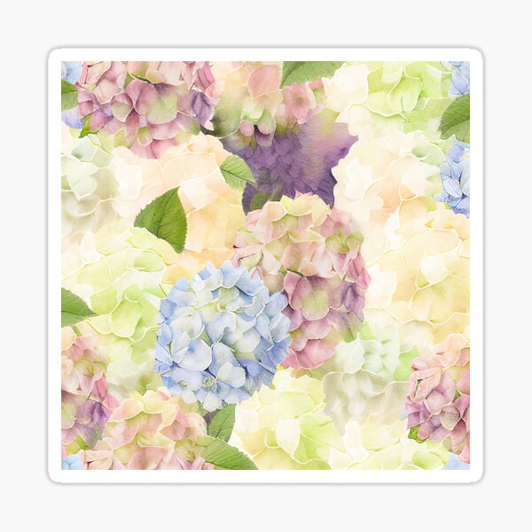 "Pastel Watercolor Hydrangeas" Sticker for Sale by cardinalhill | Redbubble