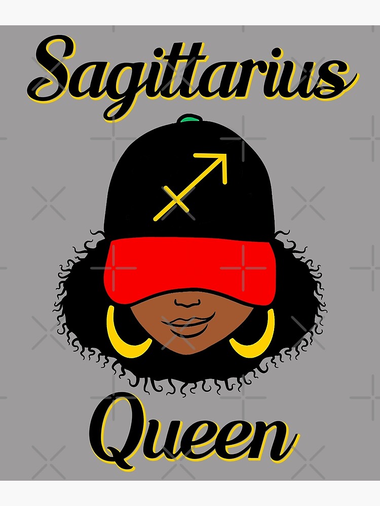 "Sagittarius Queen Ebony Women In Cap Zodiac" Poster for Sale by RBApparel | Redbubble