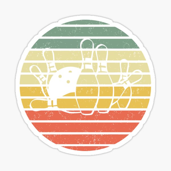 "Retro Bowling Sunset Design" Sticker for Sale by CyberneticTees ...