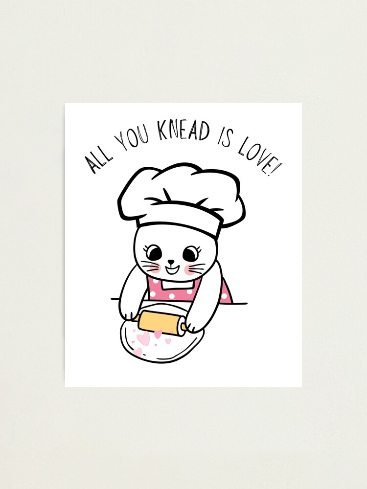 Lámina fotográfica «Todo lo que amasas es amor de pan, gato amasa el ...