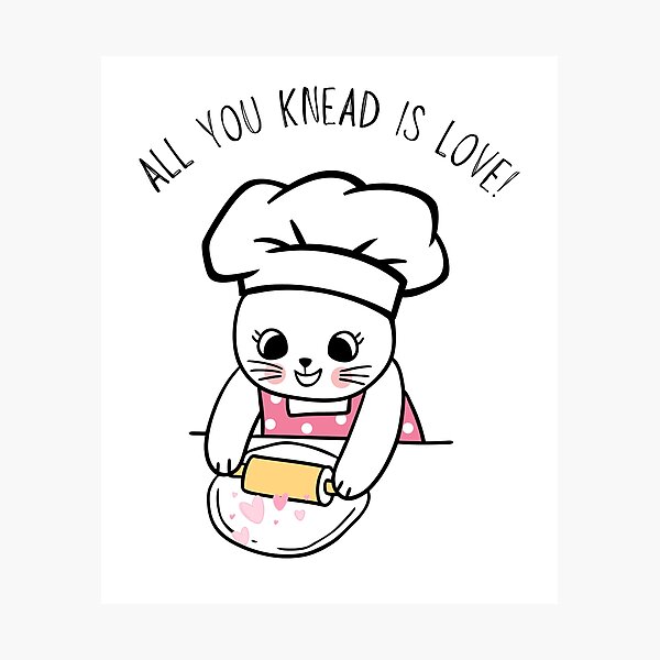 Lámina fotográfica «Todo lo que amasas es amor de pan, gato amasa el ...