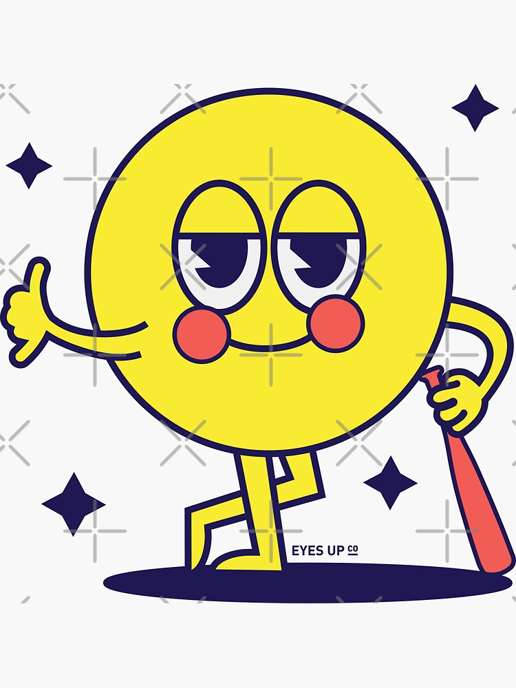 "Smiley Face with Bat" Sticker for Sale by eyesupco | Redbubble