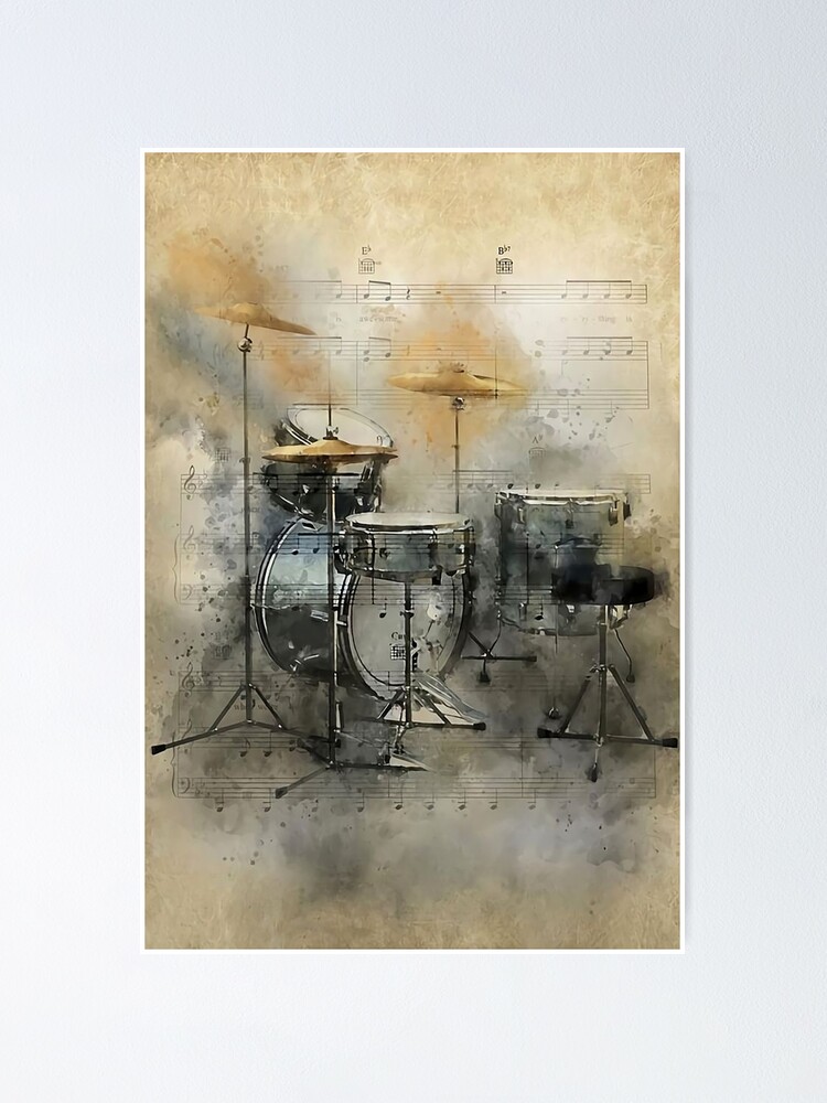 "Drummer - Vintage Drum Set " Poster for Sale by ADAMANDREWSAU | Redbubble