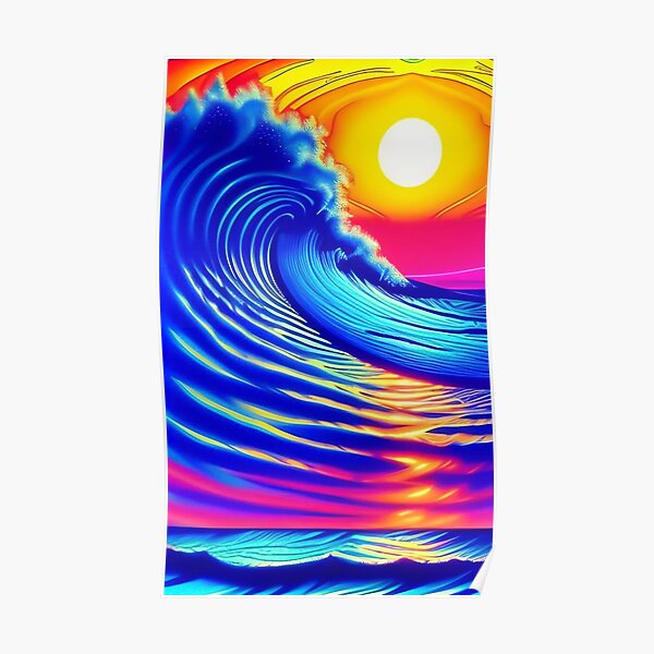 "Colorful Ocean Wave Sea Art Sunset Beach" Poster for Sale by ...