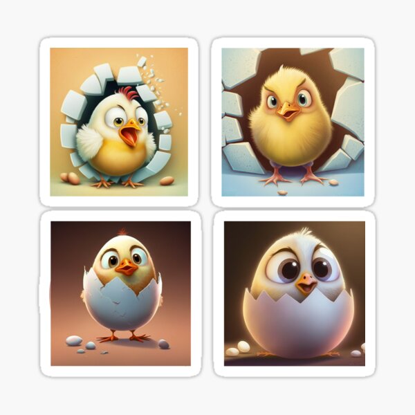 "Funny Chicks / Chickens / Eggs / Wildlife / Sticker Pack #1" Sticker ...