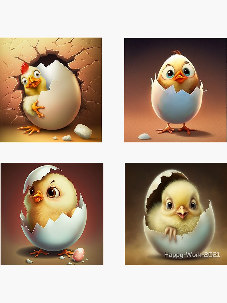 "Funny Chick / Chicken or Egg / Wildlife / Sticker Pack #2" Sticker for ...