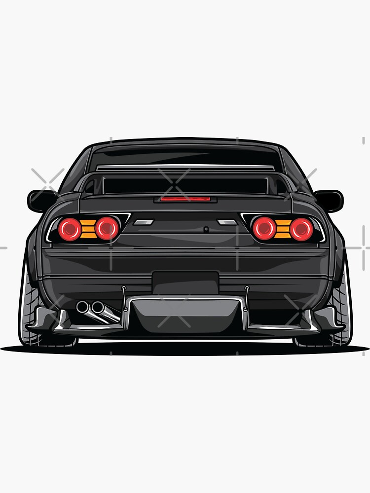 "180sx Rear (Black)" Sticker for Sale by pjrstudio | Redbubble