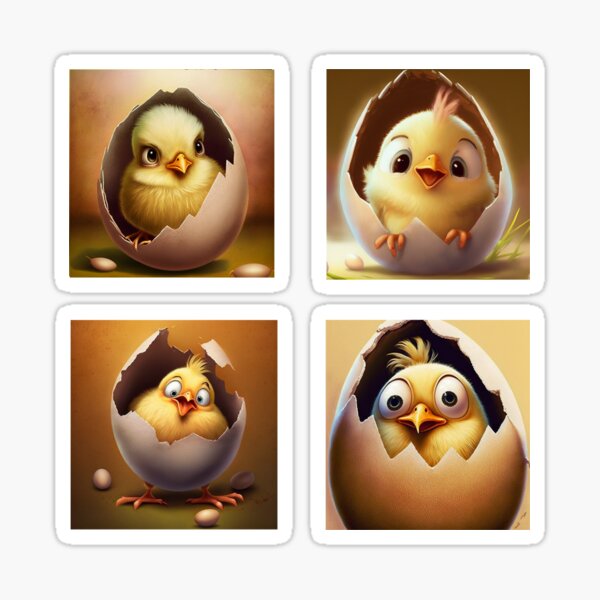 " Funny Chick / Chicken or Egg / Animal Fun / Sticker Pack #3" Sticker ...