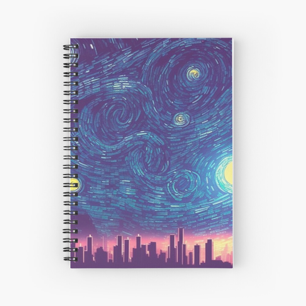 ""The Starry Night" cyberpunk art" Spiral Notebook for Sale by ...