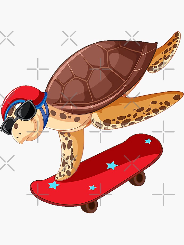 "Skateboarding turtle" Sticker for Sale by Right-Fit27 | Redbubble