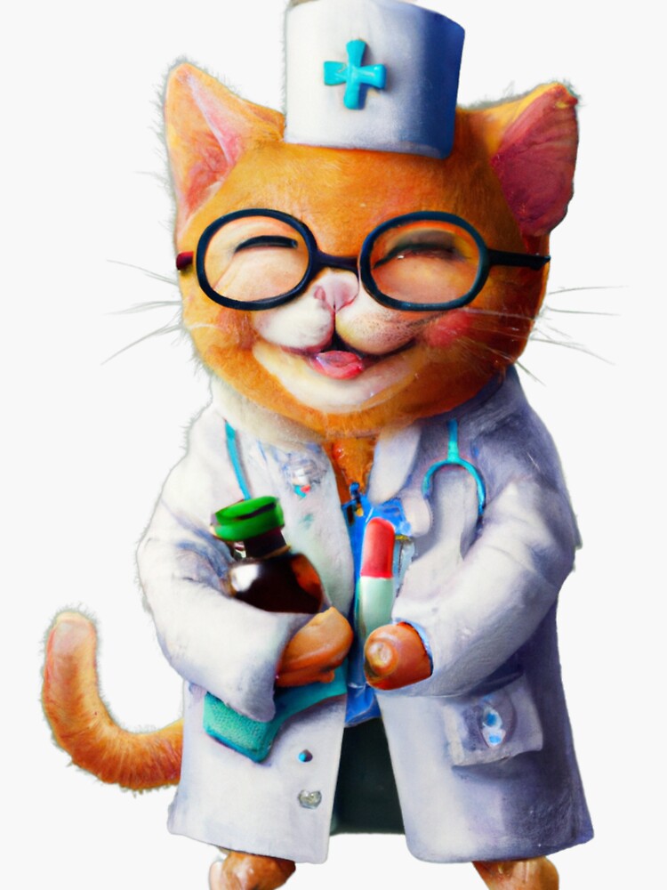 "happy pharmacist cat sticker" Sticker for Sale by ladypharmacy | Redbubble