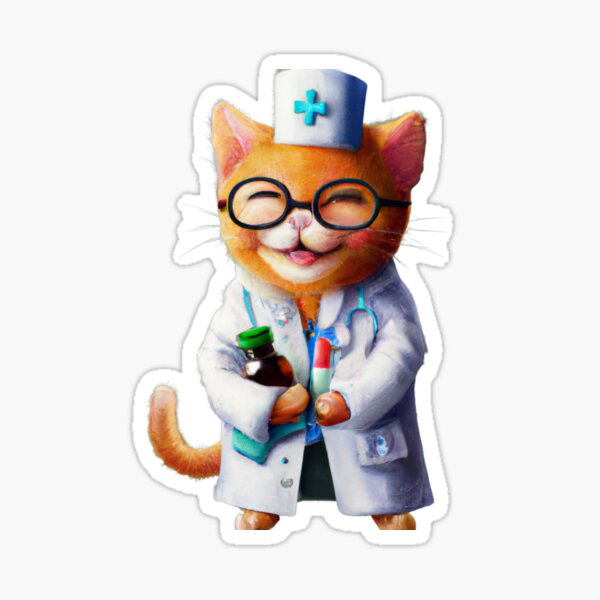 "happy pharmacist cat sticker" Sticker for Sale by ladypharmacy | Redbubble