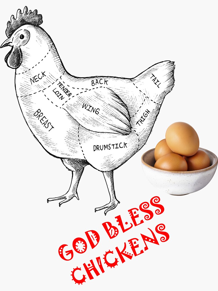 "God Bless Chickens" Sticker for Sale by Gold-Hearts | Redbubble