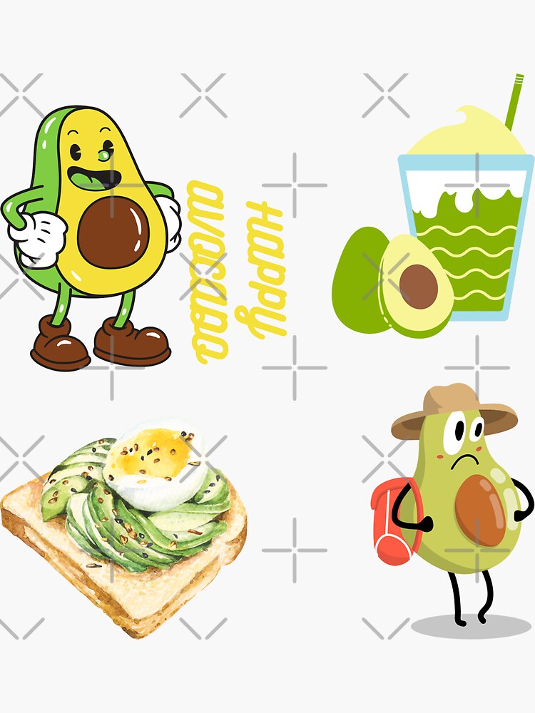 "Happy Avocado sticker pack" Sticker for Sale by JA57 | Redbubble