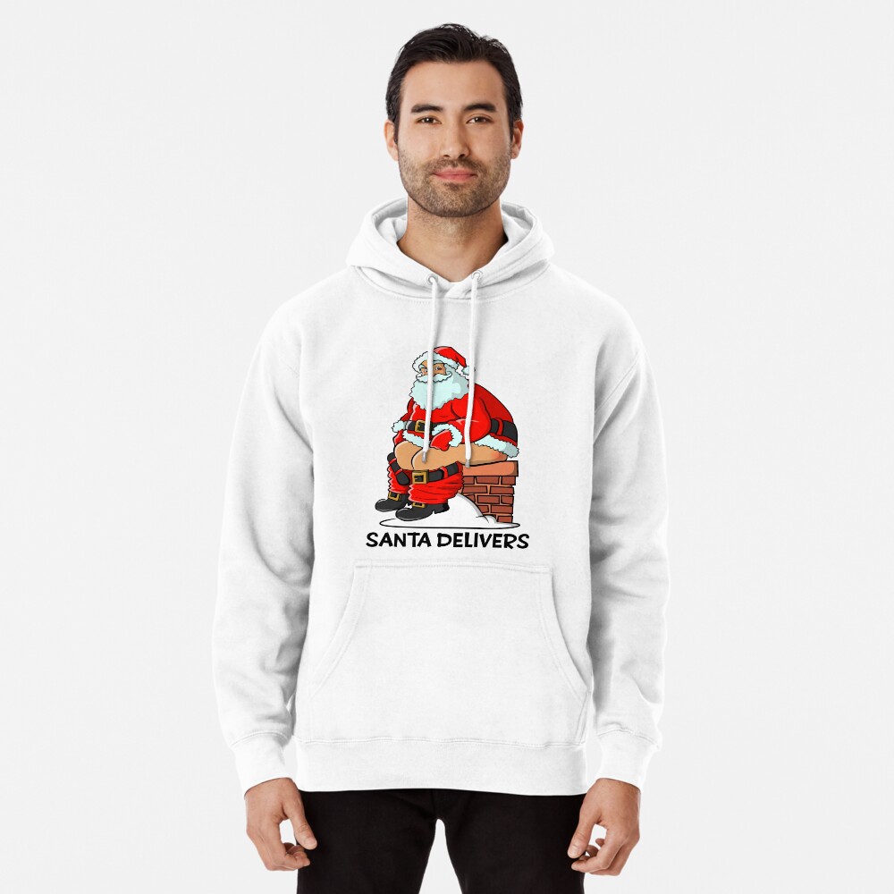 "Santa delivers. Santa chimney Poop." Poster for Sale by BeetleInABox ...