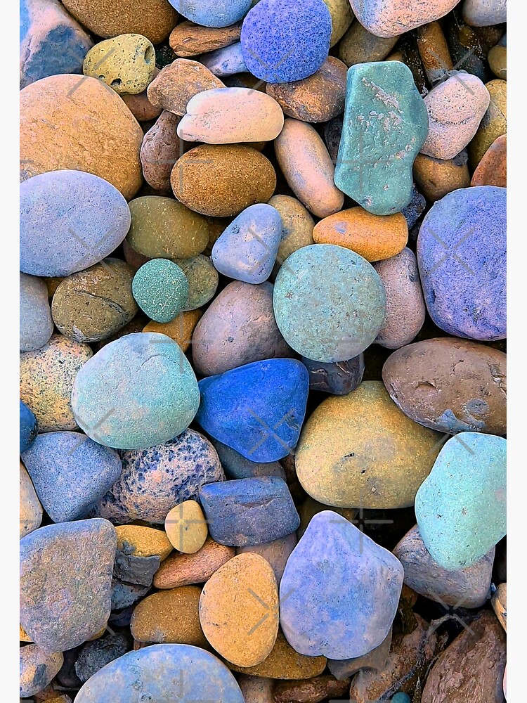 "Orange And Blue Space Pebbles, Digitally Altered Photograph Of Pebbles ...