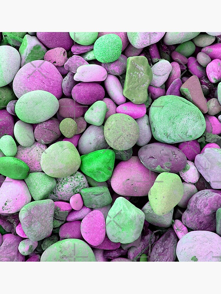 "Pink And Green Space Pebbles, Digitally Altered Photograph Of Pebbles ...