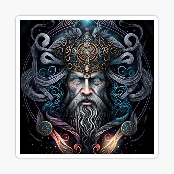 "Portrait of Odin" Sticker for Sale by PM-Artistic | Redbubble