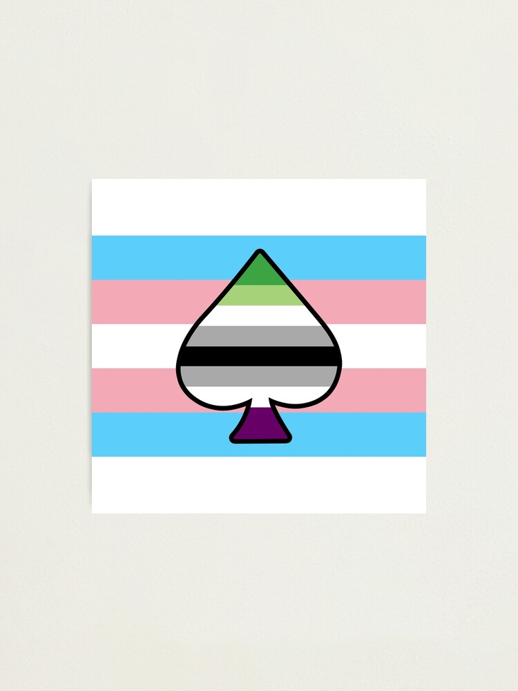 "Aroace and trans pride flag with ace of spades" Photographic Print for ...