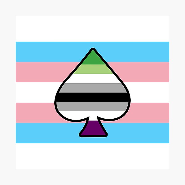 "Aroace and trans pride flag with ace of spades" Photographic Print for ...