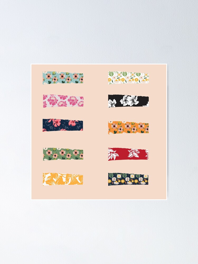 "Floral patterns washi tape sticker pack" Poster for Sale by beskrajem ...