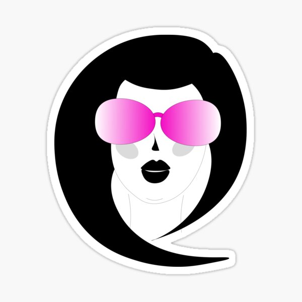 "woman face wearing pink sunglasses" Sticker for Sale by SunGraphicArt ...