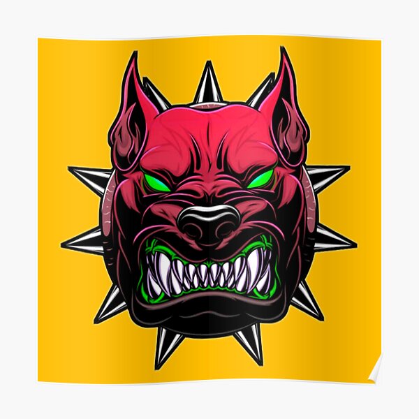 "Red devil dog face - demon dog scary face" Poster for Sale by ...