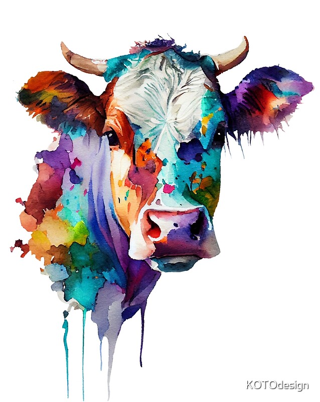 "Funky Cow Art, Watercolor Painting" by KOTOdesign | Redbubble