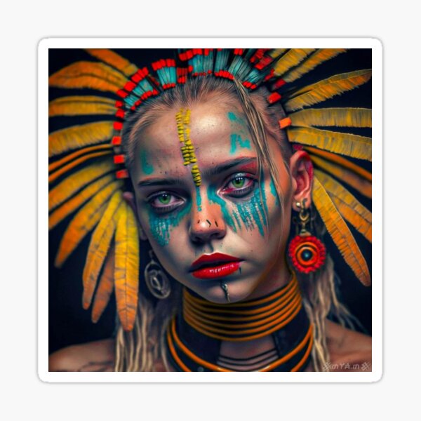"Native american cyberpunk future 1" Sticker for Sale by Mya-M-ai ...