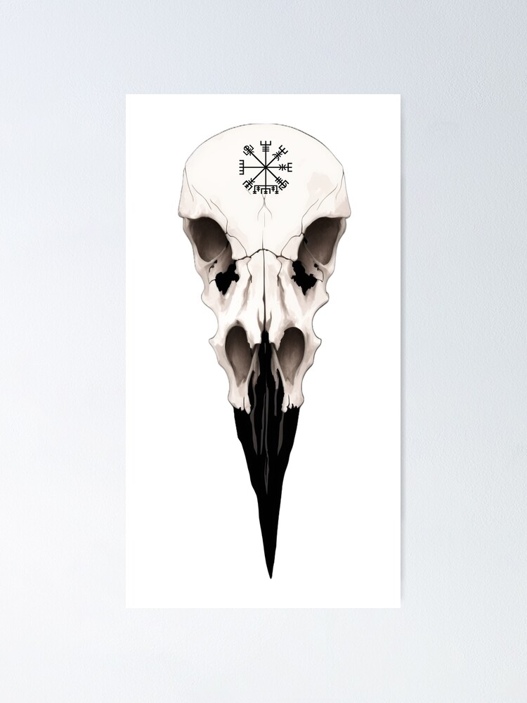 "Raven skull with Vegvisir runes" Poster for Sale by greatercolors ...